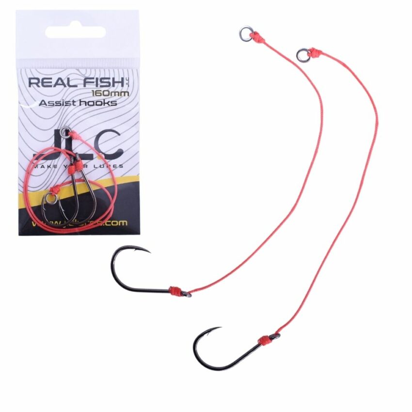 JLC Rubber Jigging Tied Assist Hooks REAL FISH 160mm/2pcs | Maguro Pro Shop