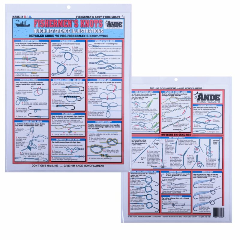 ANDE Laminated-Illustrated Quide To Pro-Fisherman’s Knot-Tying CHART #1 ...