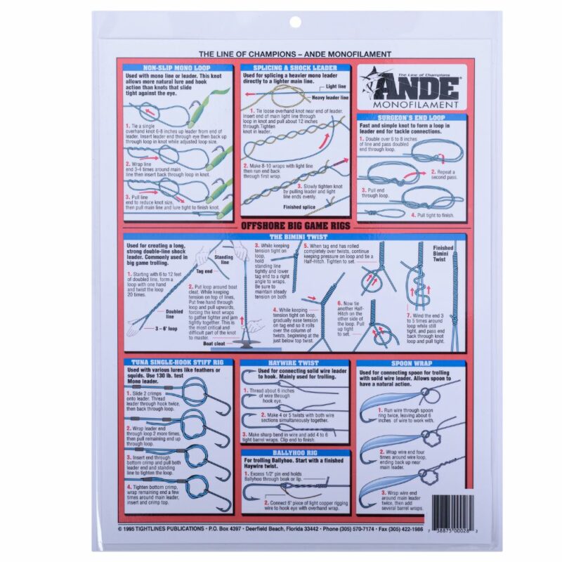ANDE Laminated-Illustrated Quide To Pro-Fisherman’s Knot-Tying CHART #1 ...